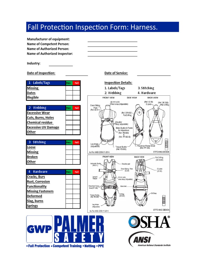Fall Protection Harness Inspection Form | PDF