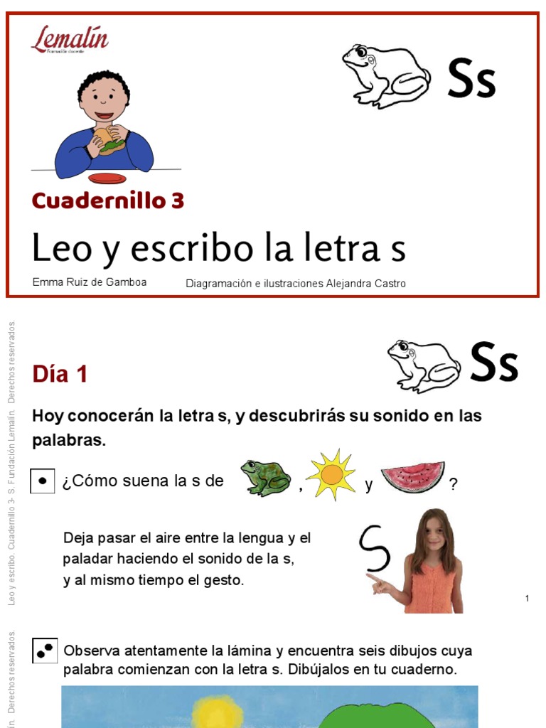 Cuadernillo 03, Letra S - FICHA | PDF | Fonética