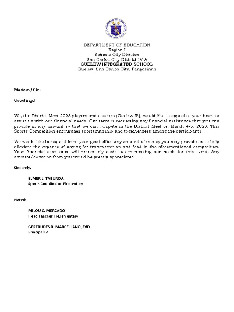 Request Letter for Donation | PDF