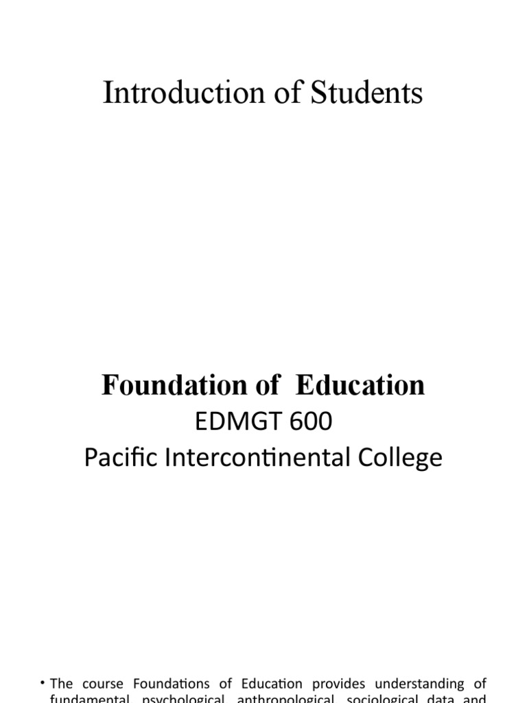 Foundations of Education Overview | PDF