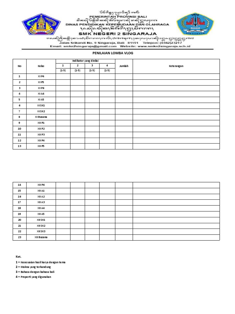Penilaian Lomba BBB | PDF