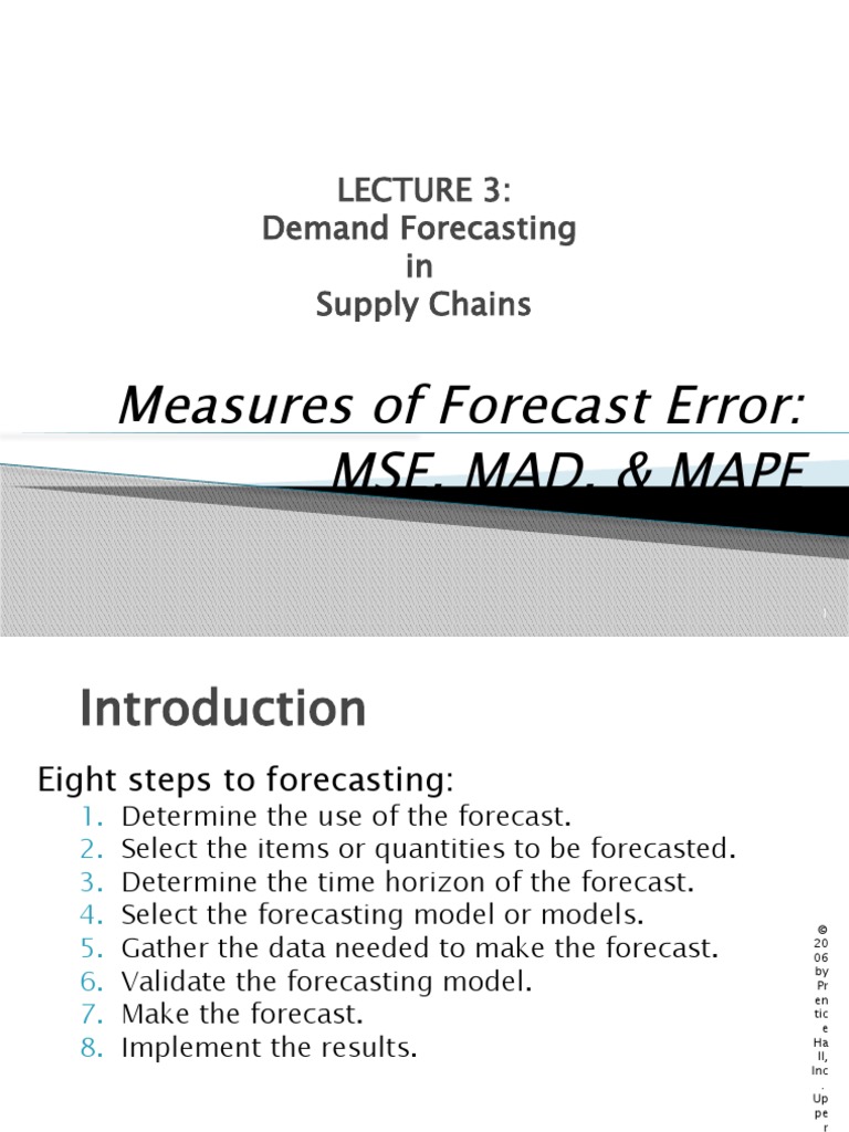 Measures of Forecast Error - MSE MAD MAPE Regression Analysis | PDF | Forecasting | Regression ...