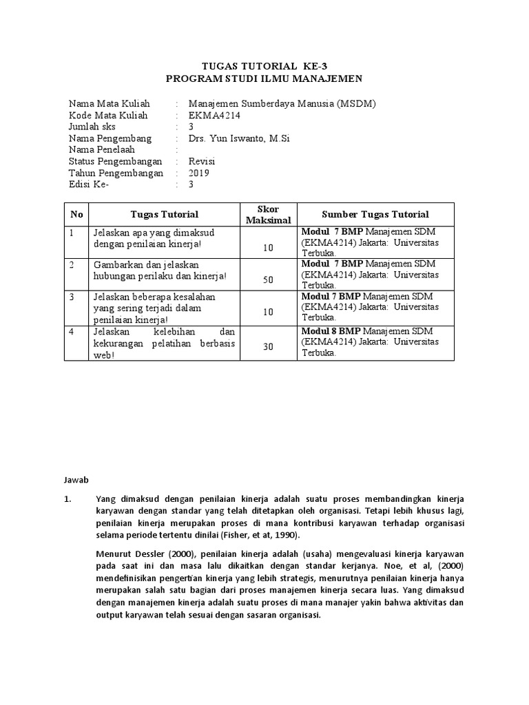 Tugas Tutorial Ke 3 | PDF | Karier & Perkembangan