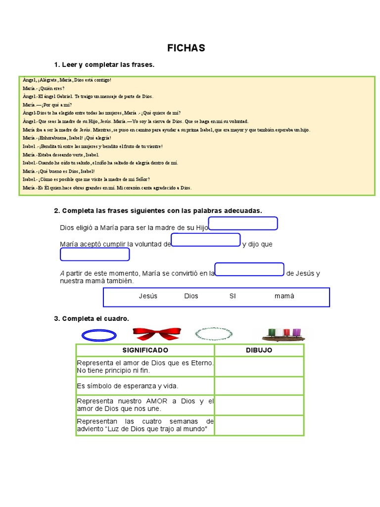 Ficha de Religion Lectura | PDF