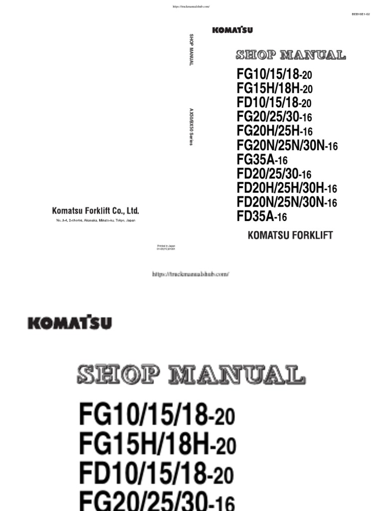 Komatsu FG10 - 15 - 18-20, FG15H - 18H-20, FD10 - 15 - 18-20, FG20 - 25 - 30-16, FG20H - 25H-16 ...