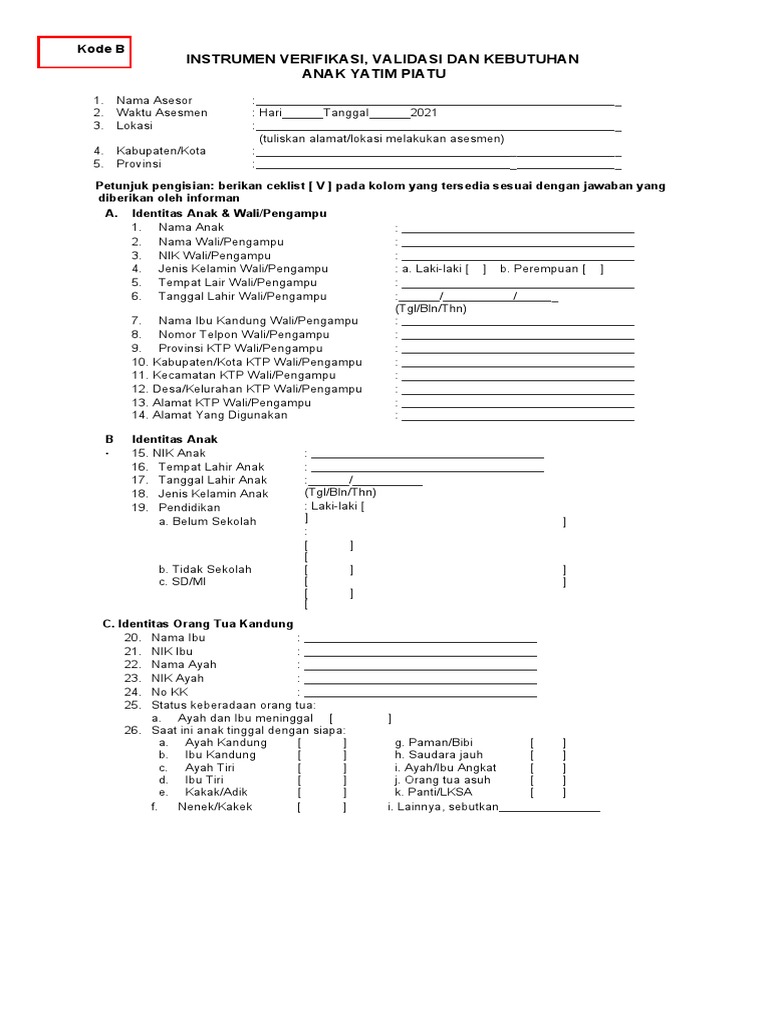 Form Pendalaman Asesmen Yapi | PDF