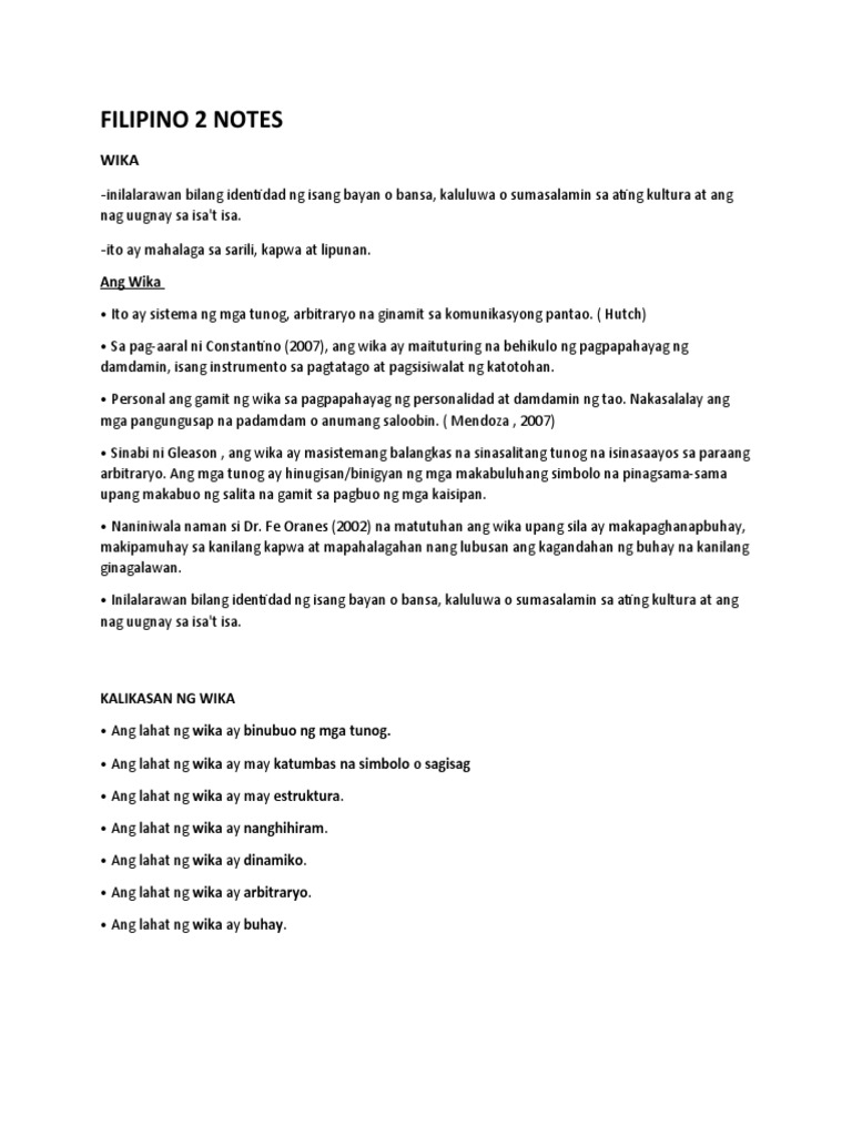 Filipino 2 Notes | PDF