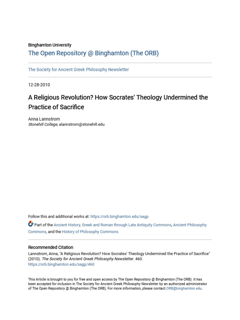 A Religious Revolution - How Socrates Theology Undermined The Pra | PDF ...