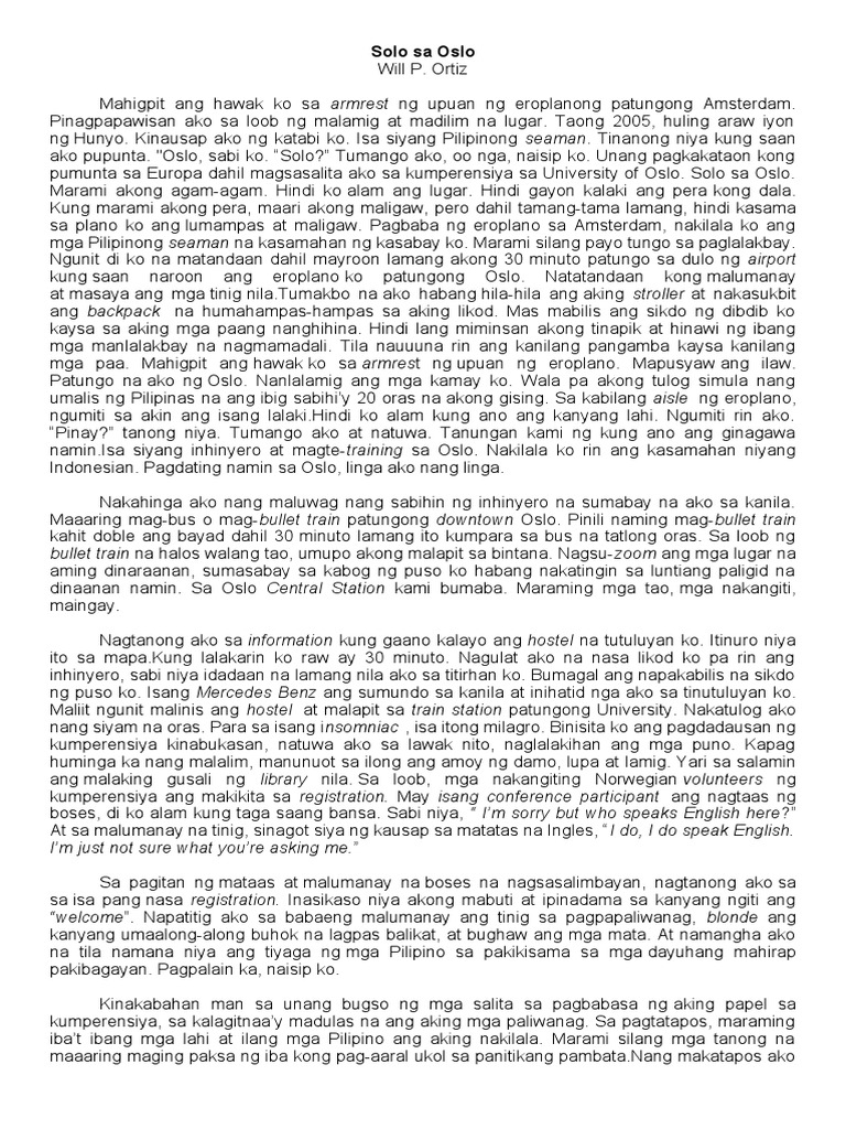 Solo Sa Oslo | PDF