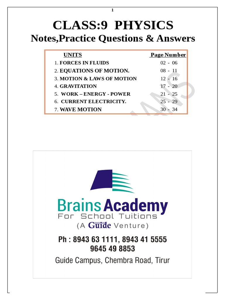 9-Physics-Practice Questions em | Download Free PDF | Buoyancy | Force