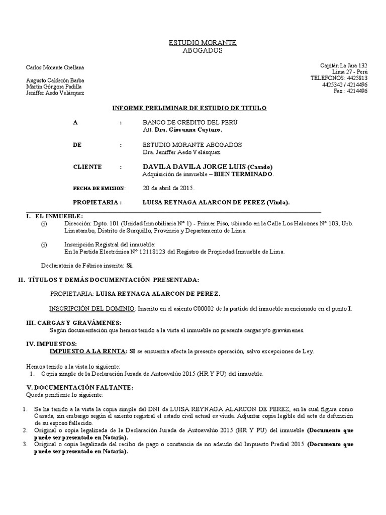 Modelo Estudio de Titulo | PDF | Finanzas personales | Derecho privado