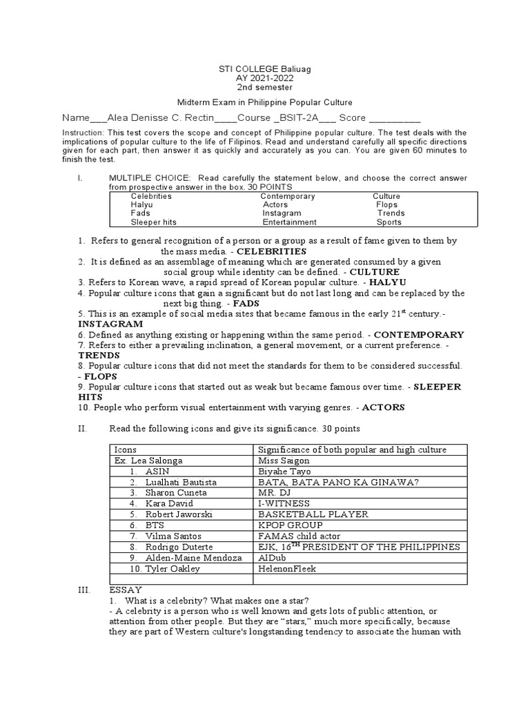 STI Midterm Exam | Download Free PDF | Popular Culture STI Midterm Exam | Download Free PDF | Popular Culture