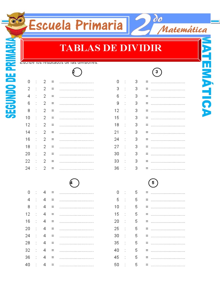Tablas para Dividir para Segundo de Primaria | PDF