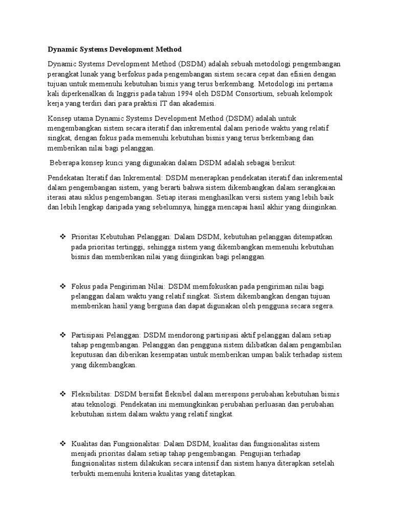 Dynamic Systems Development Method (DSDM) | PDF