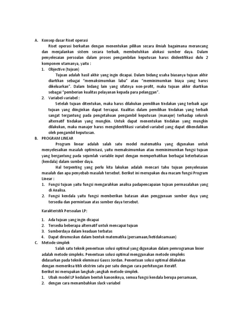 Konsep Dasar Riset Operasi | PDF