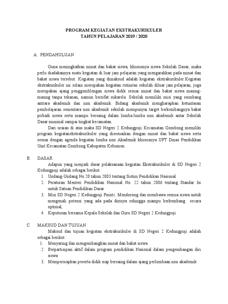 Dokumen Program Ekstrakurikuler | PDF