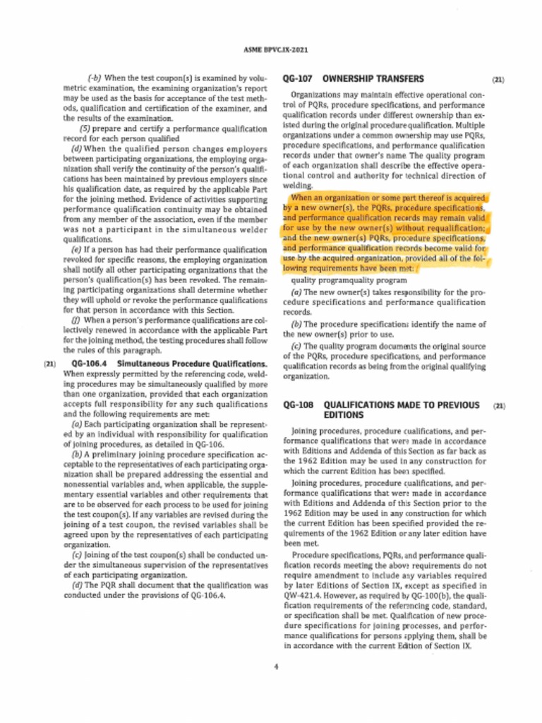 Asme Ix-Qg-107 Ownership Transfers | PDF