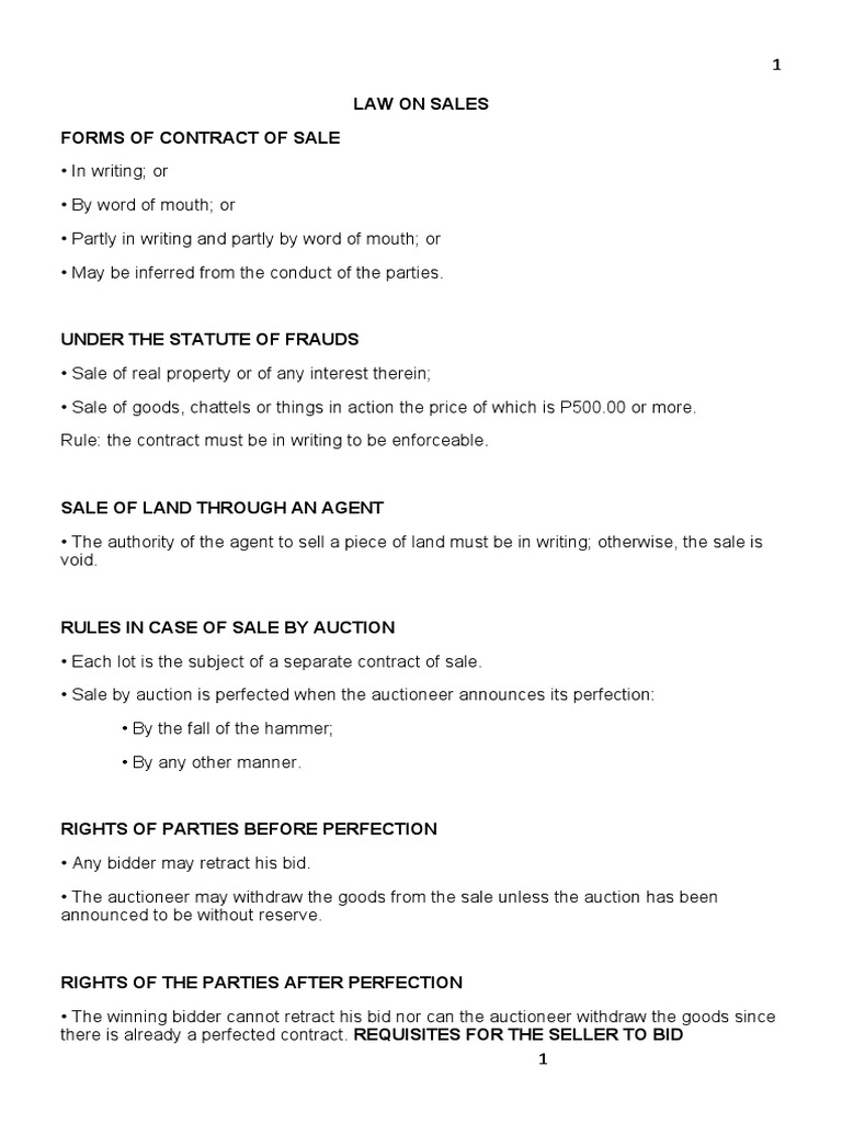 Forms of Contract of Sale | PDF