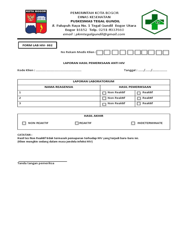 Form Laporan HSL PX Hiv | PDF