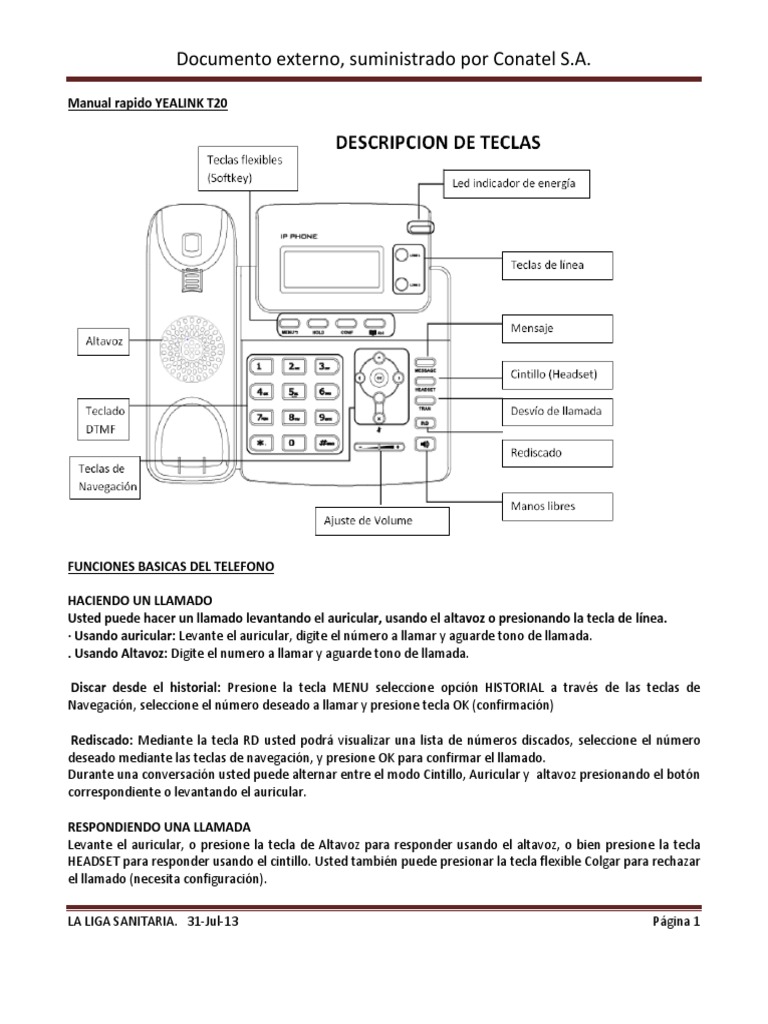 Manual Rápido Yealink T20 | PDF | Teléfono | Contraseña