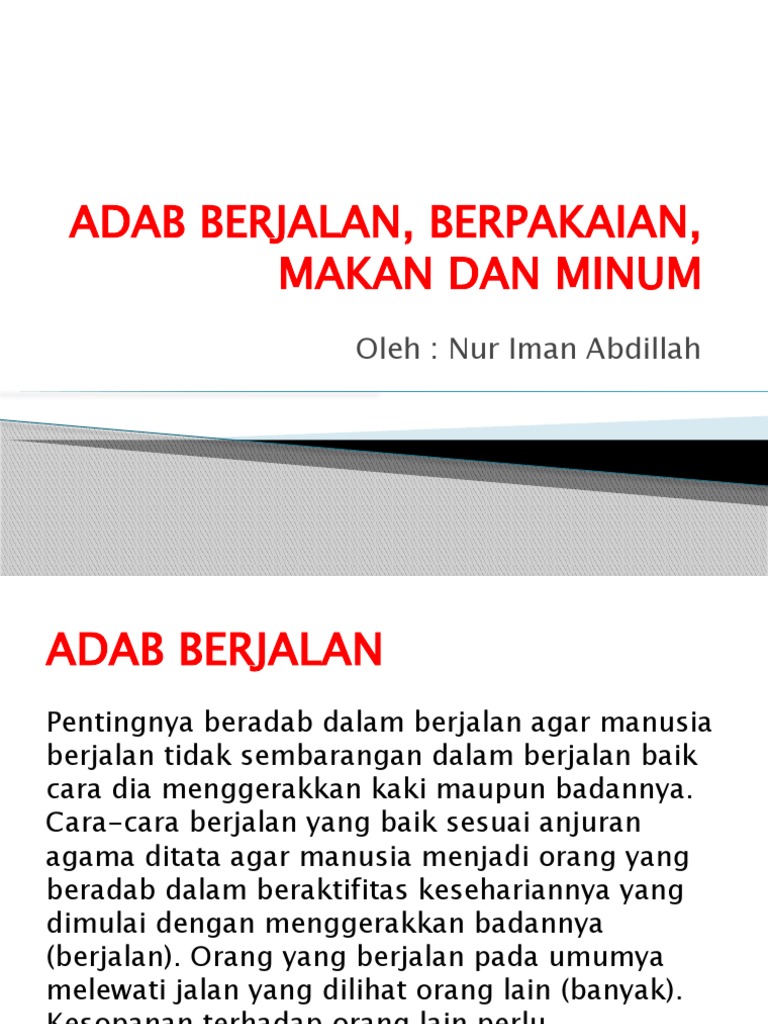 Adab Berjalan, Berpakaian, dan Makan | PDF | Kesehatan Holistik | Agama ...