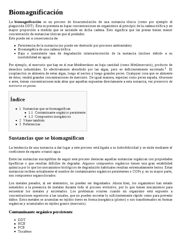 Biomagnificación | Descargar gratis PDF | Química | Contaminación
