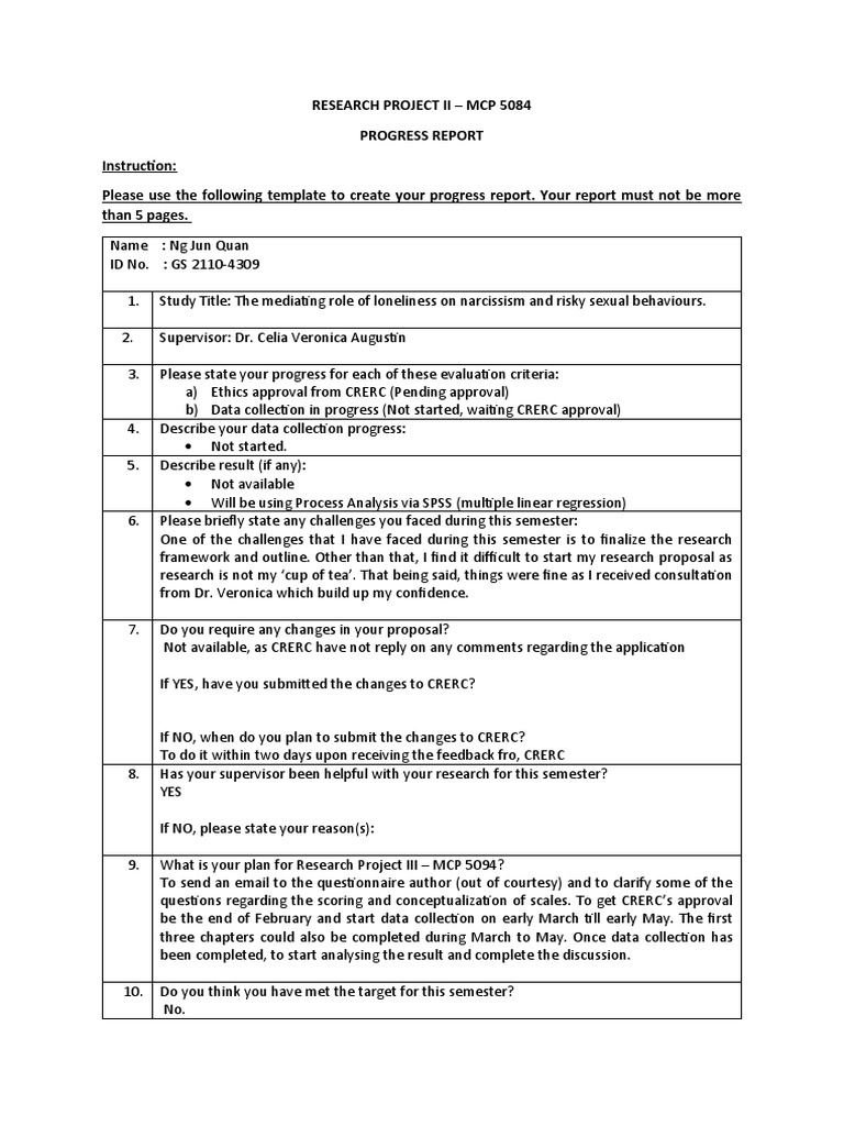 Progress Report on Research Project II | PDF | Methodology