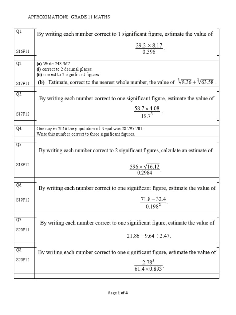 Approximations g11 2023 | PDF