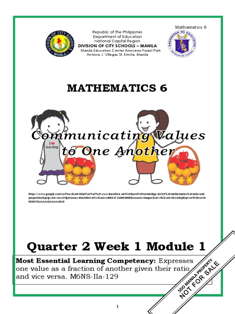 MATH 6 - Q2 - Mod1 | Download Free PDF | Ratio | Mathematics