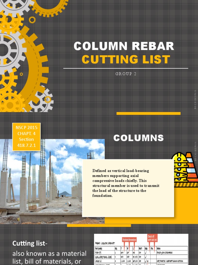 Column Rebar: Cutting List | Download Free PDF | Column | Structural Engineering