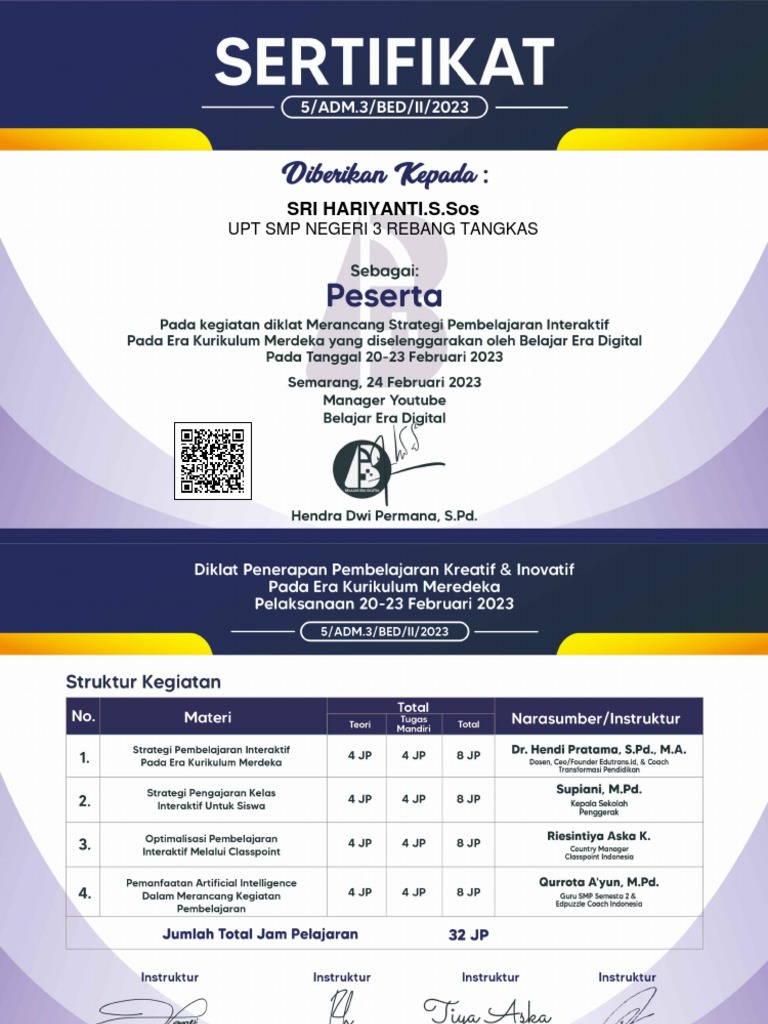 Sri Hariyanti.s.sos Sertifikat | PDF