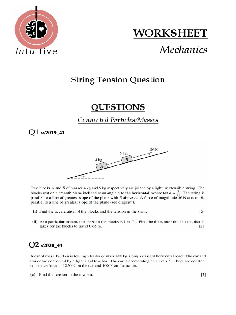 Forces - String Tension - WORKSHEET | PDF | Science & Mathematics ...