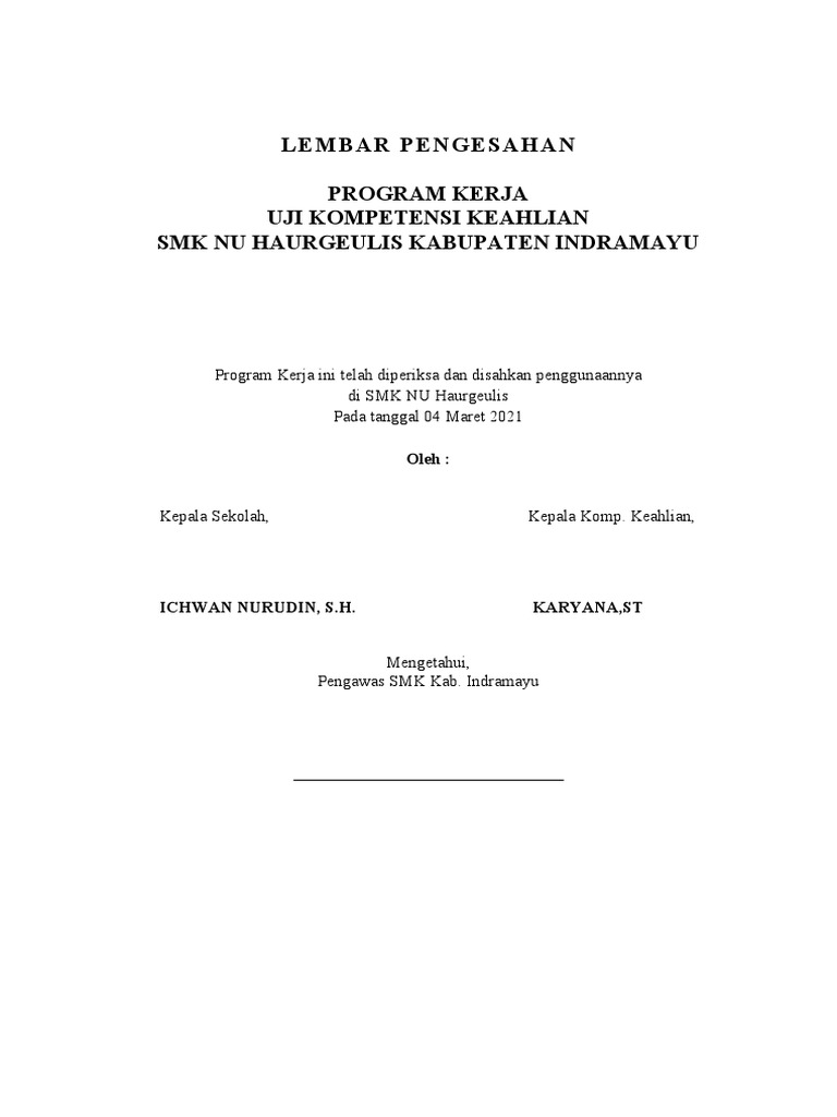 Lembar Pengesahan Ukk Tkro | PDF