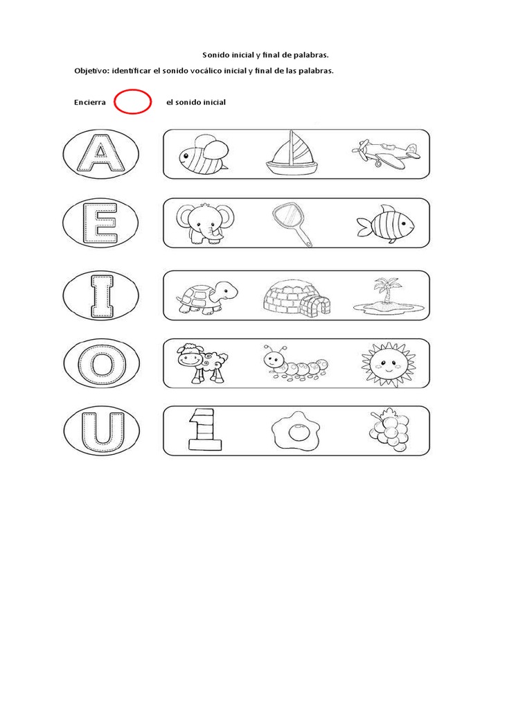 Sonido Inicial y Final de Palabras | PDF