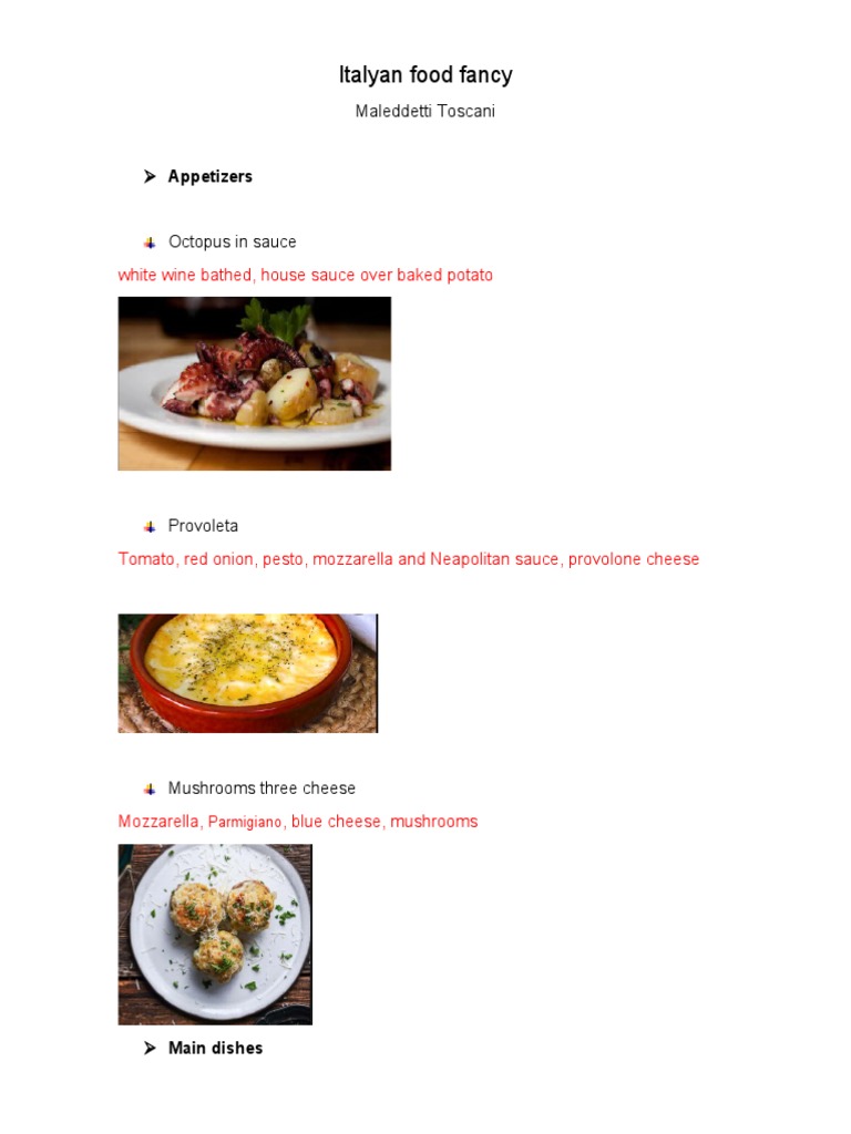 Menu Ingles | PDF