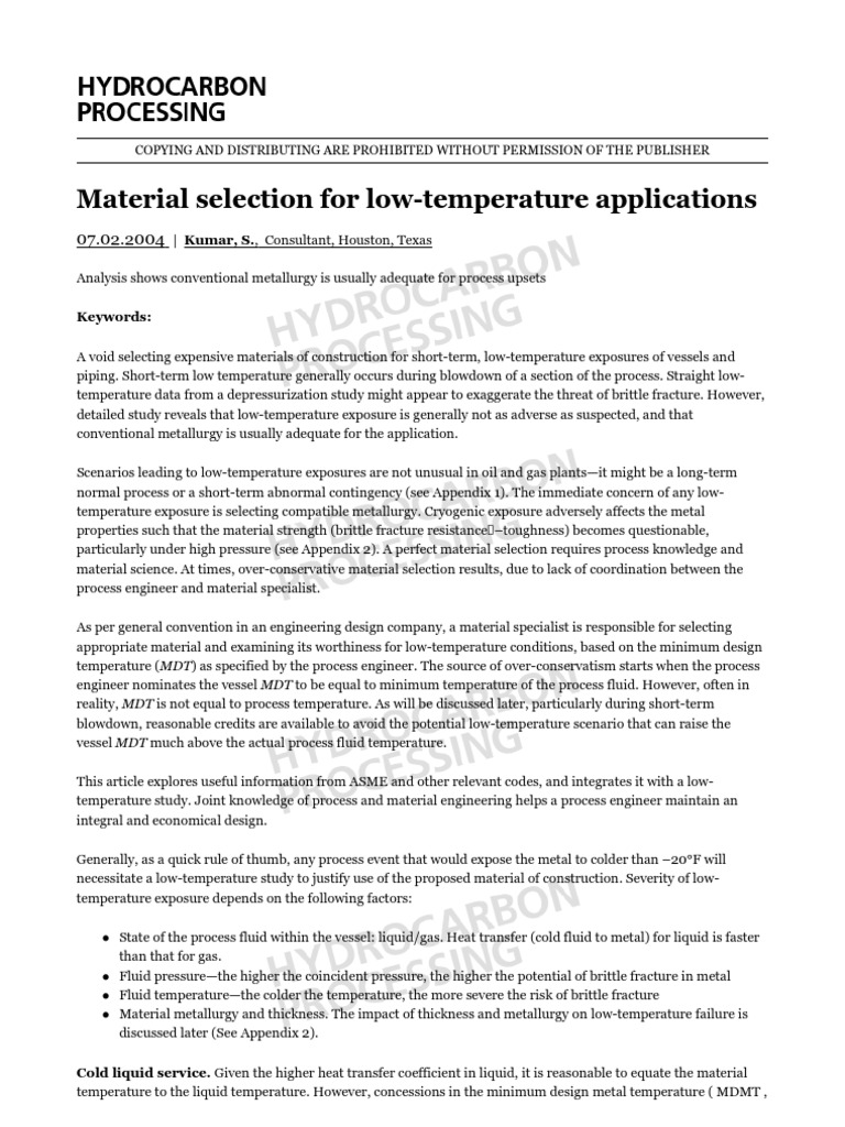 Material Selection For Low-Temperature Applications - HP - July 2004 ...
