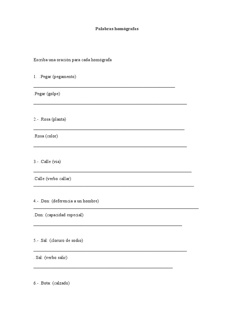 EJERCICIOS HOMÓGRAFAS | PDF