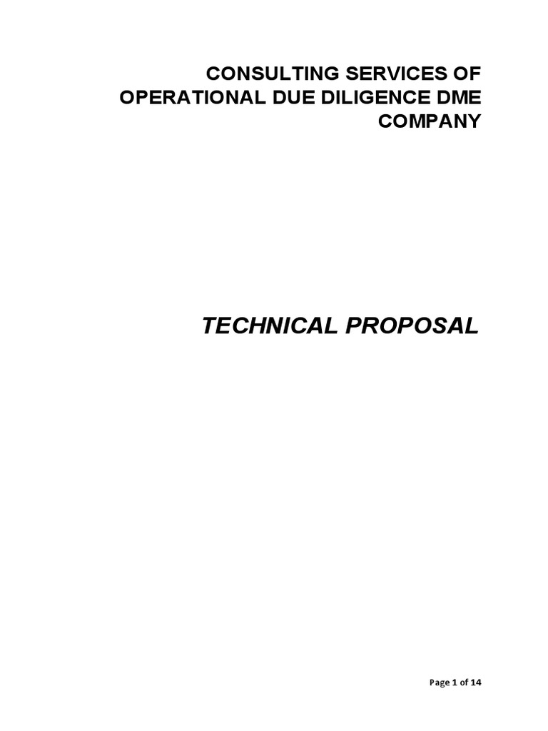 Technical Proposal Dme Due Diligence | PDF | Mergers And Acquisitions | Due Diligence