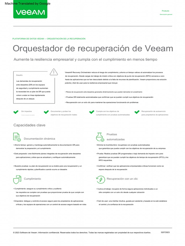 Veeam Orchestrator Product Overview Esp | PDF | Software de la ...