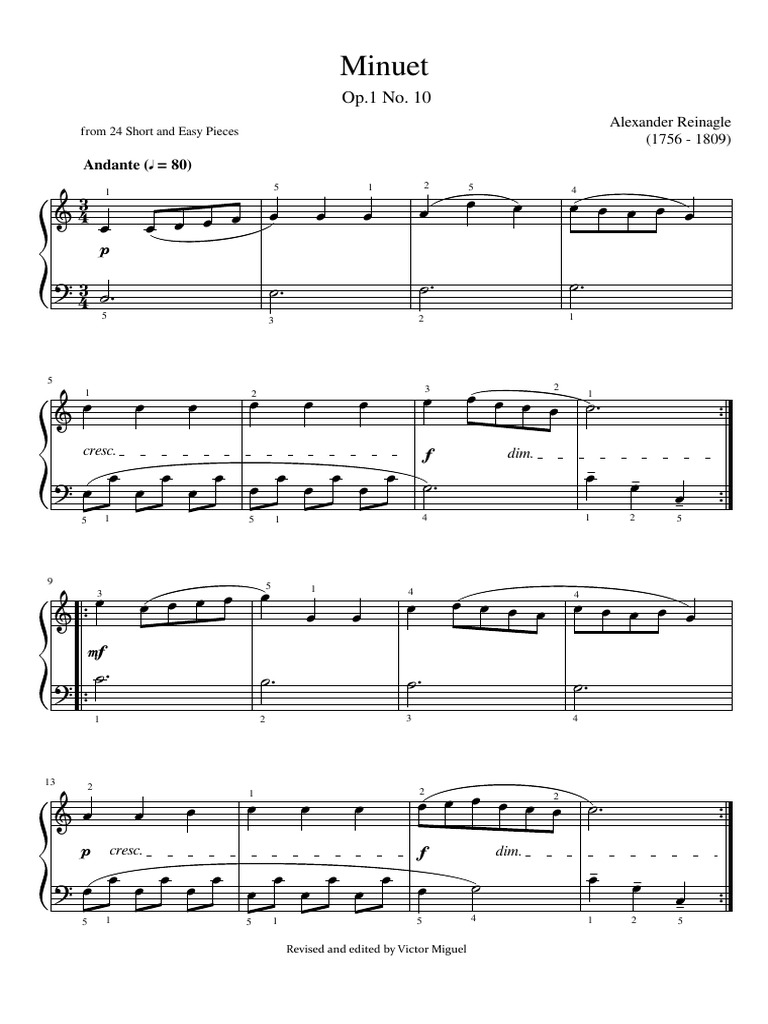 Minuet No. 10 - Alexander Reinagle | PDF | Musical Compositions ...