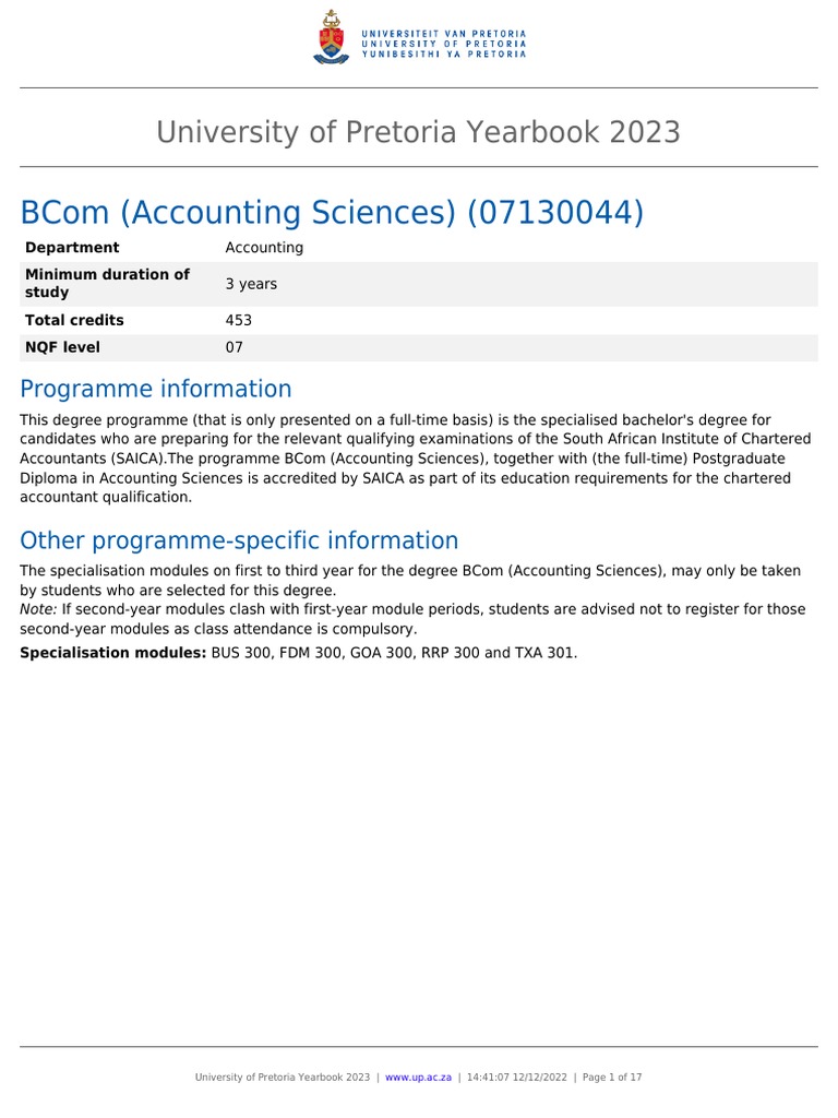 BCom Accounting Sciences Yearbook 2023 | PDF | Statistics | Economics