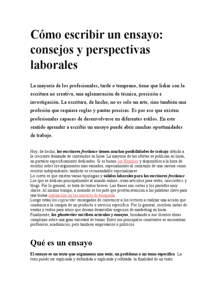 Guia para Escribir Un Ensayo | PDF | Ensayos | Escritores