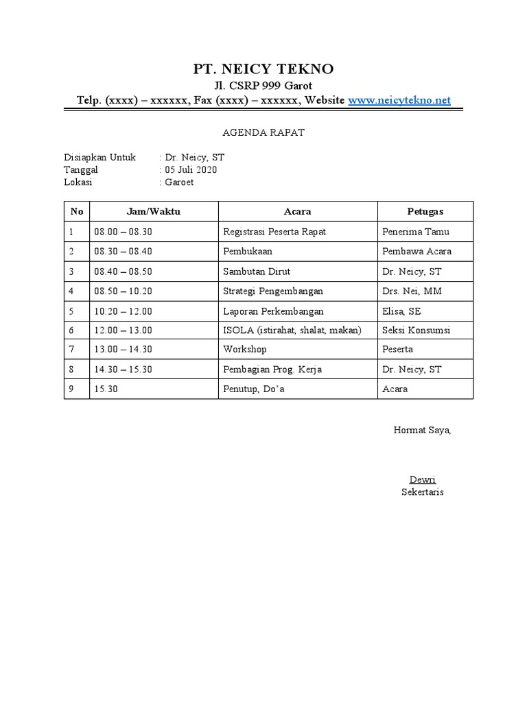 Agenda Rapat | PDF