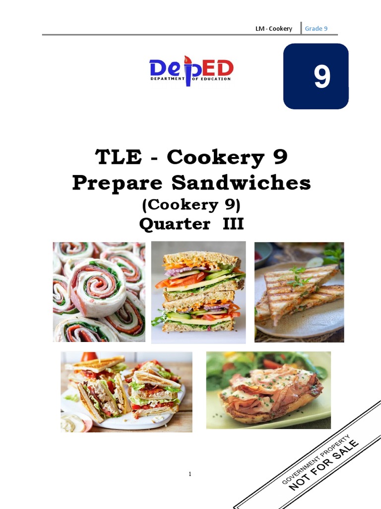 Cookery 9 Quarter 3 | PDF | Knife | Sandwich