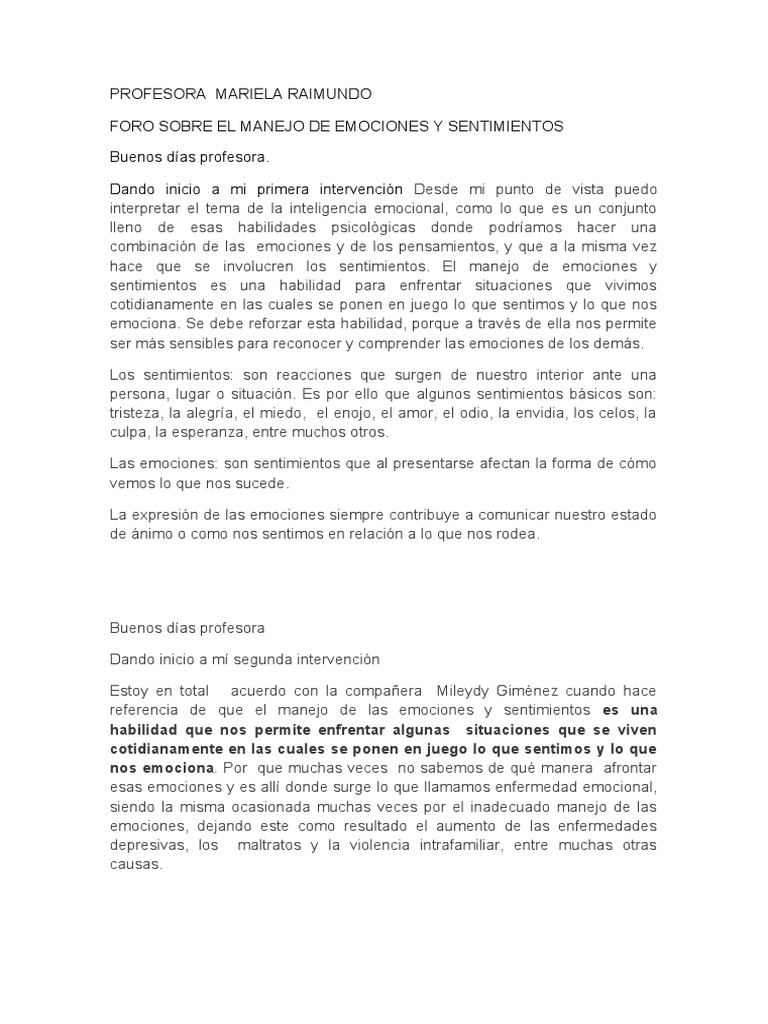 Foro Desarrollo Personal Segundo Modulo | PDF | Las emociones | Inteligencia emocional