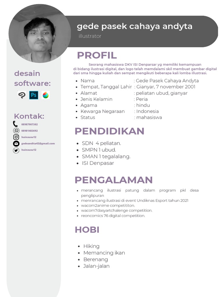 CV Magang Gede Pasek Cahaya Andyta | PDF
