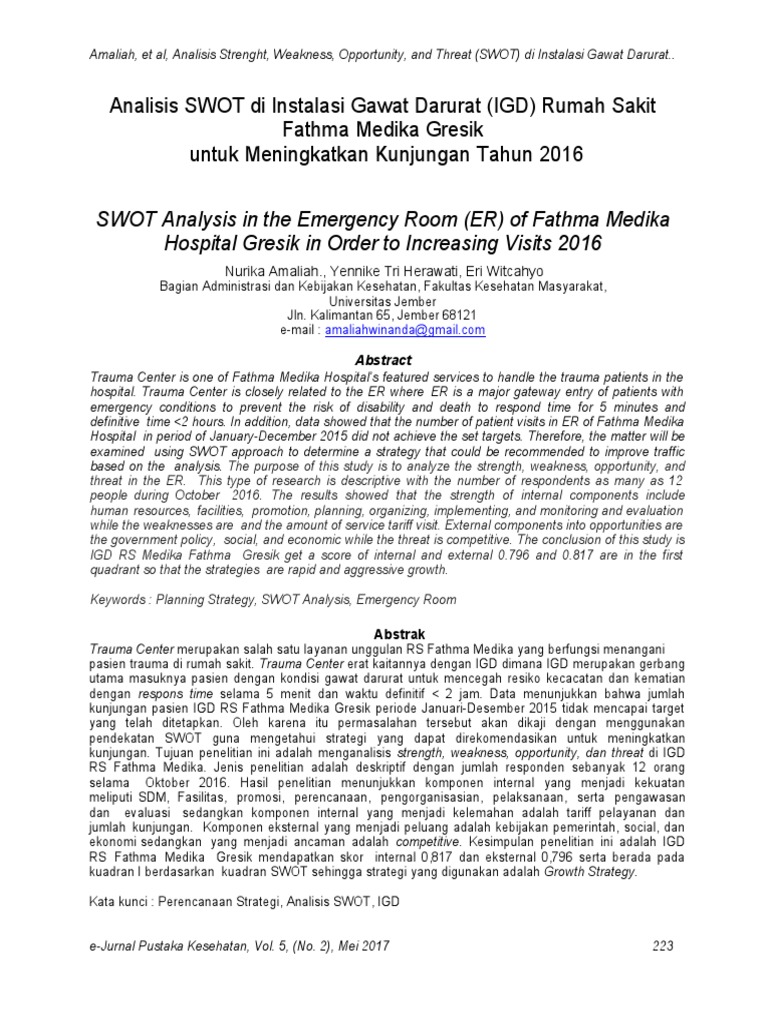 SWOT Analysis of Emergency Room Services | PDF | Scientific Method ...