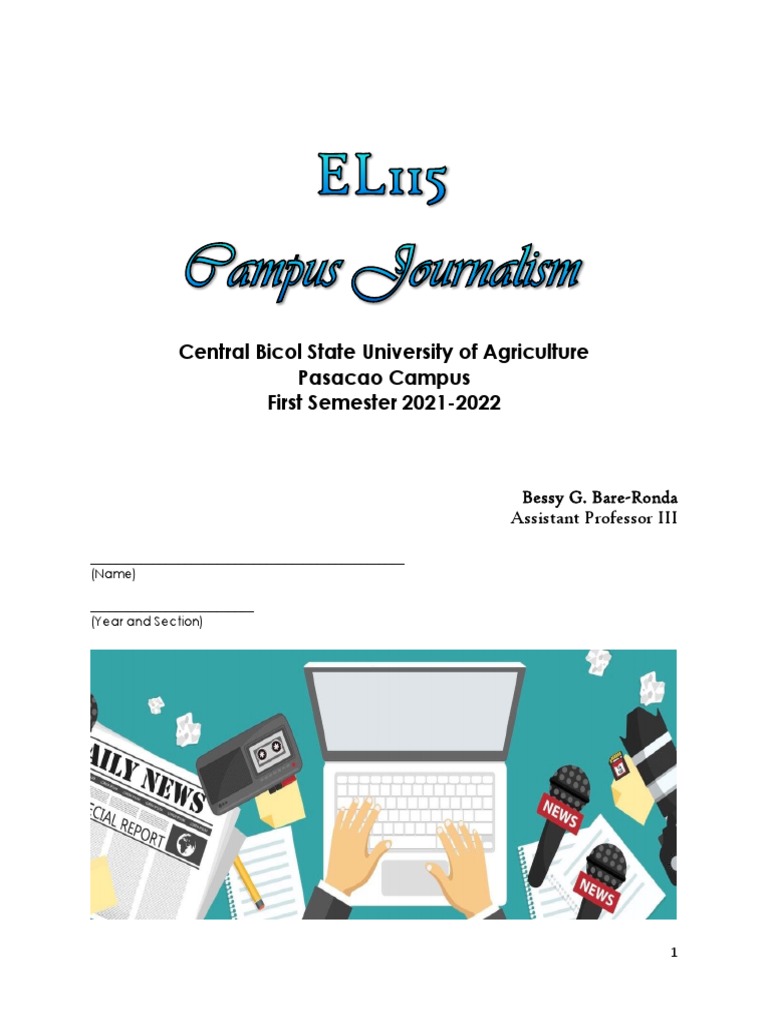 El115 Campus Journalism Module Weeks 1 6 Lectures | PDF | Mass Media | Newspapers