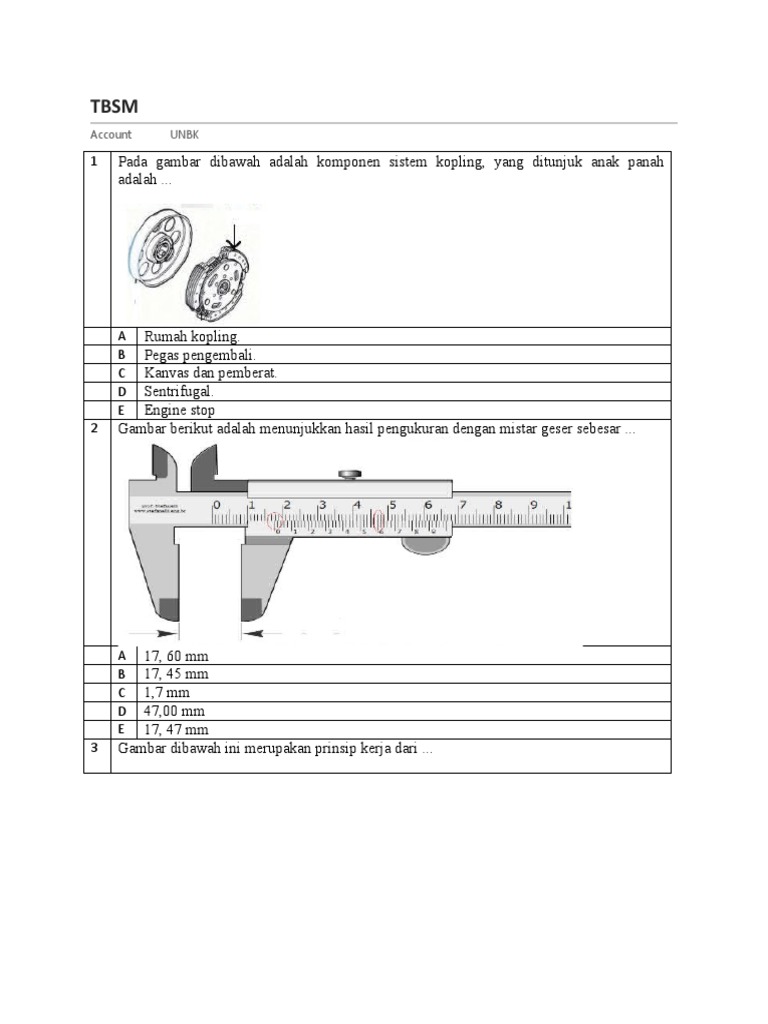Template Soal Tbsm Pdf