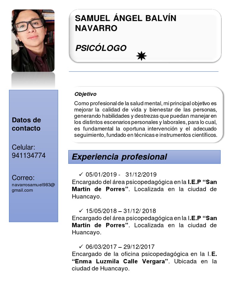 Hoja de Vida Profesional 5.2 | PDF | Sicología | Psicoterapia
